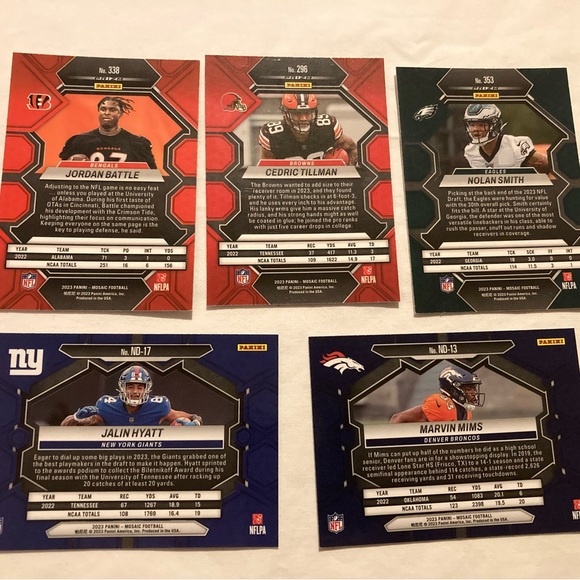 Panini | Toys | 223 Mosaic Football Rookie Card Lot 5 Rc Jalin Hyatt ...